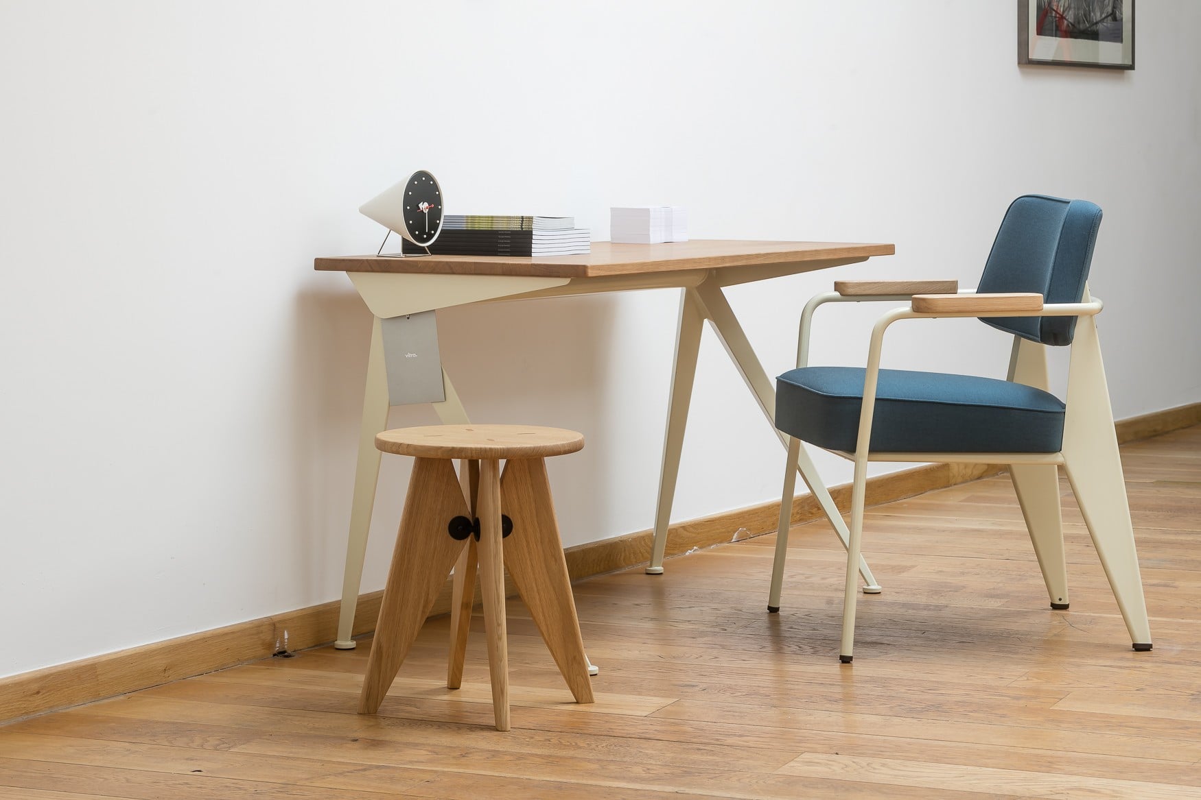 Compas Direction Desk - American walnut - Japanese red Vitra by Jean ...