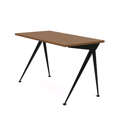Compas Direction Desk - American walnut - Deep black Vitra by Jean ...