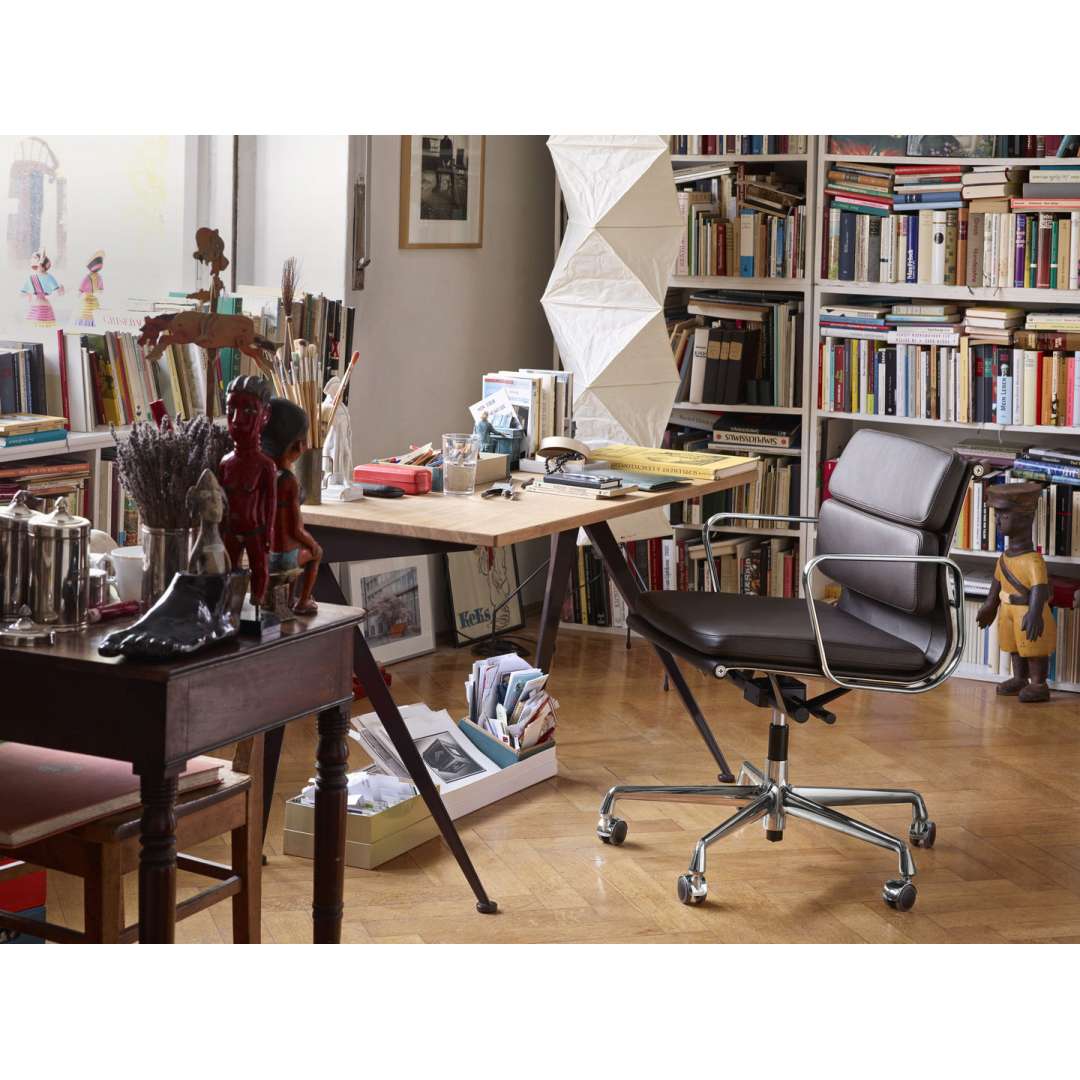 Buy Vitra Soft Pad Group EA 217 Chaise - Leather chocolate/brown by ...