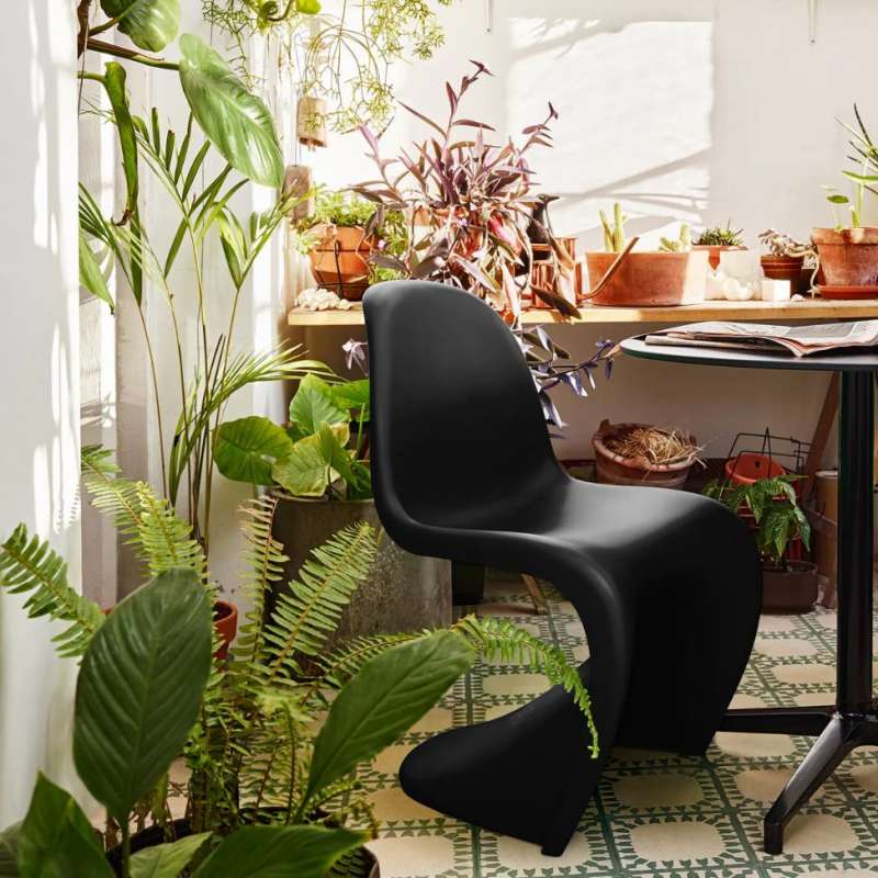 Panton Chair (new height) - Deep Black Vitra by Verner Panton, 1960 ...